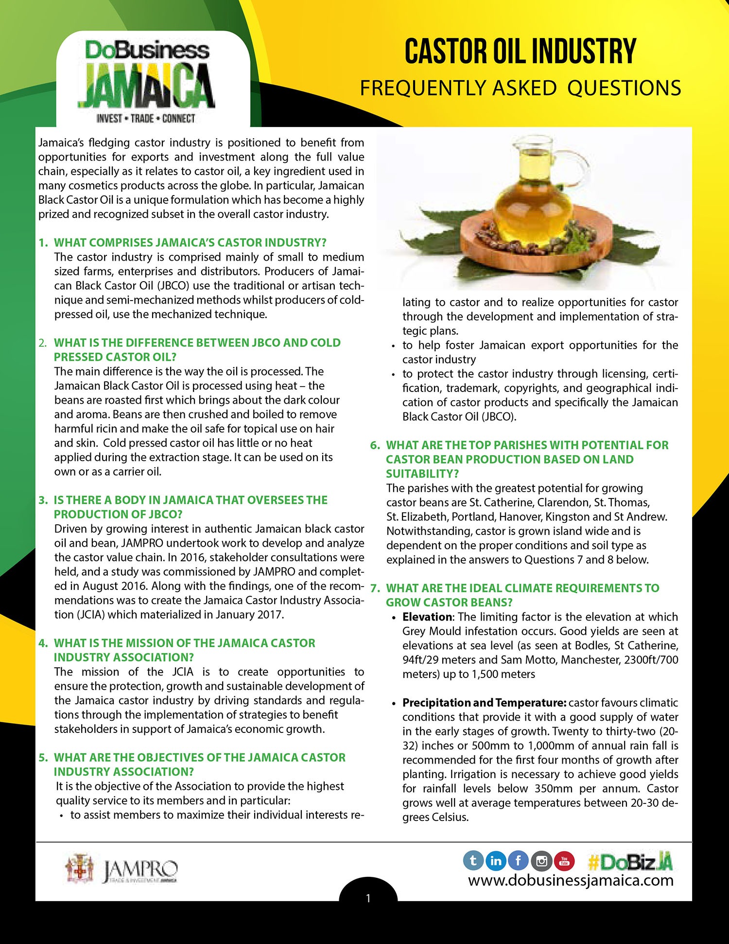 Castor Oil Industry - Do Business Jamaica