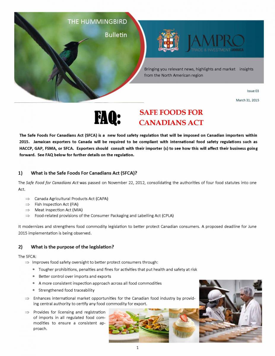 The Hummingbird Bulletin - Do Business Jamaica